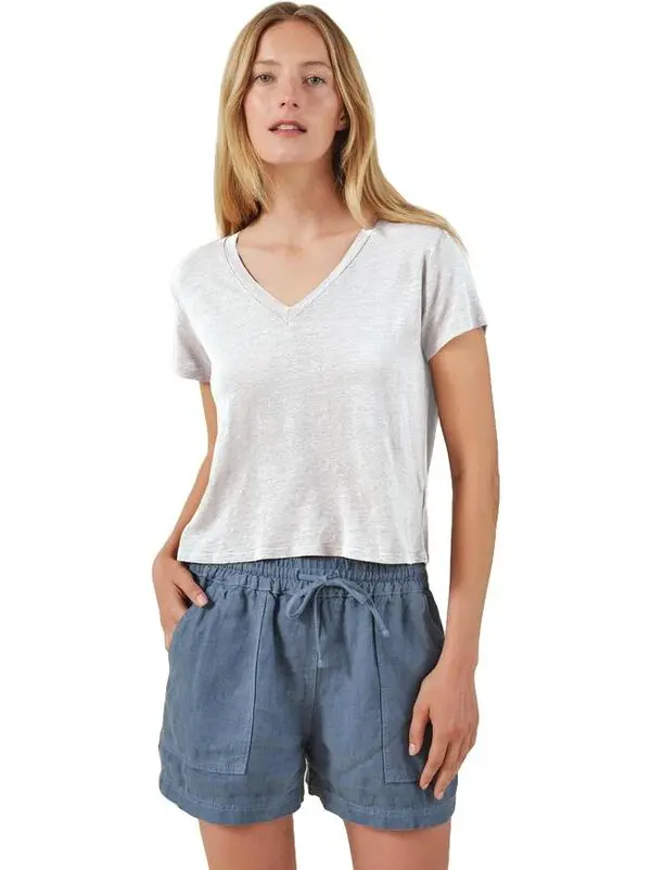 Velvet By Graham & Spencer Amber Cropped V-neck Tee - White