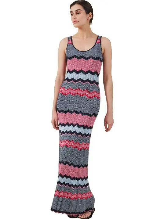 Velvet By Graham & Spencer Valentina Zigzag Knit Maxi Dress - Stripe