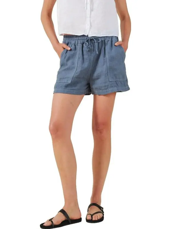 Velvet By Graham & Spencer Sutton Heavy Linen Shorts - Natural