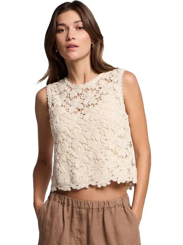 Velvet By Graham & Spencer Simona Lace Crop Top - Neutral