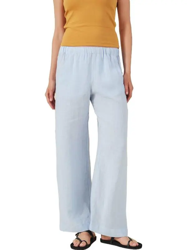 Velvet By Graham & Spencer Stephanie Linen Pant - Blue / Denim