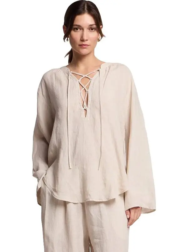 Velvet By Graham & Spencer Salma Linen Top - Red