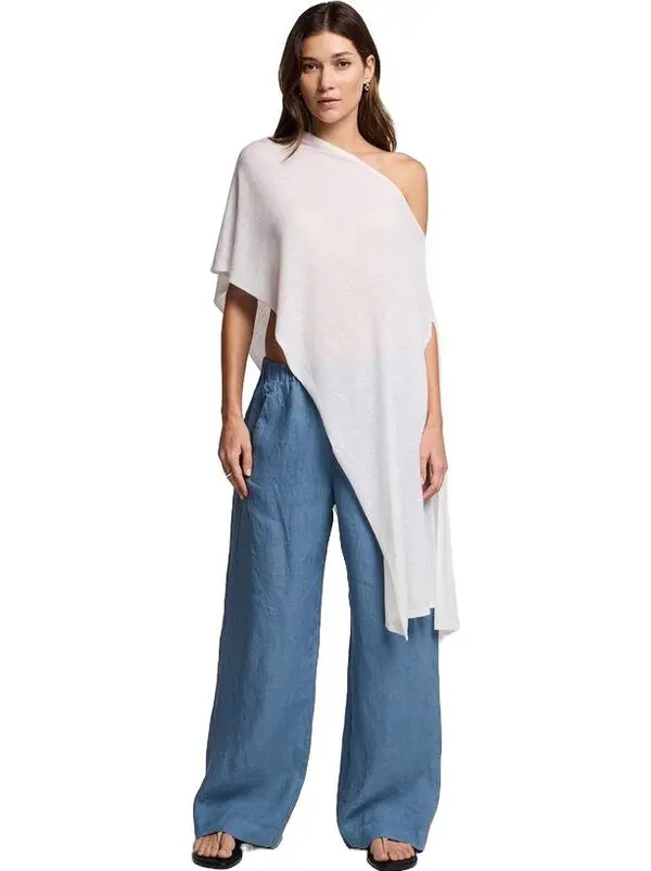 Velvet By Graham & Spencer Floren Asymmetrical Drape Sweater - White