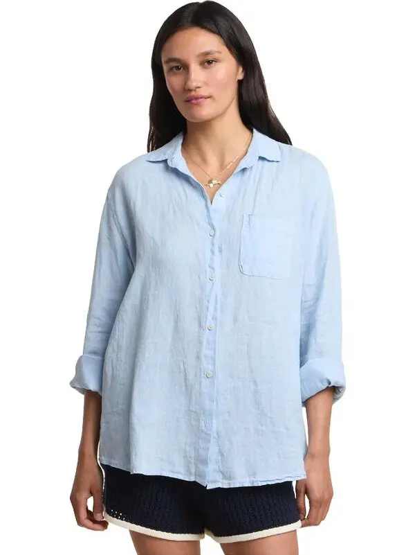 Velvet By Graham & Spencer Mulholland Linen Shirt - Blue / Denim