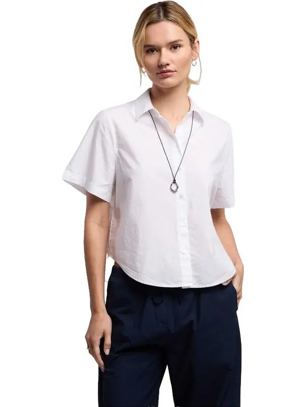Velvet By Graham & Spencer Alana Cotton Poplin Shirt - White