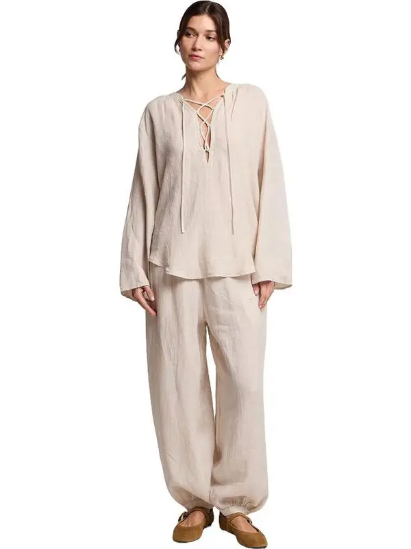 Velvet By Graham & Spencer Camber Linen Balloon Pant - Red
