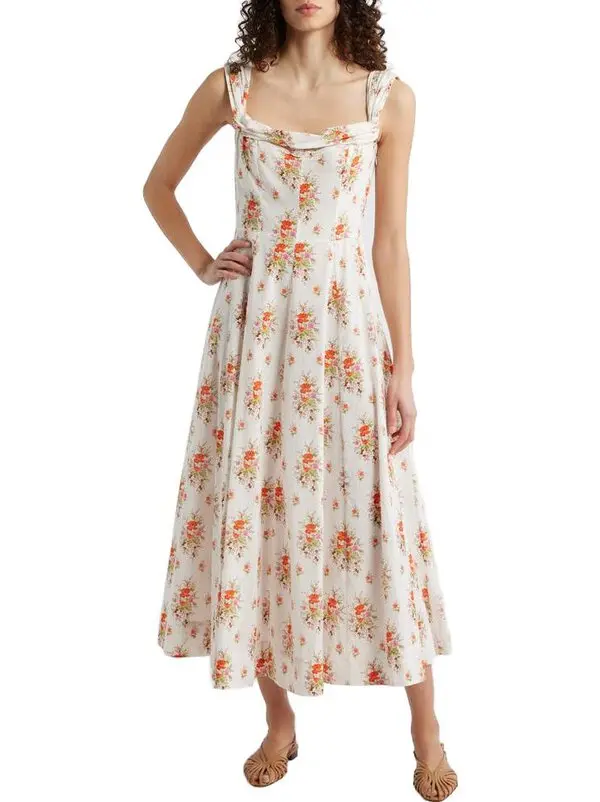 DÔEN Clea Print Sleeveless Organic Cotton Maxi Dress - Rose Petit Bouquet De Chamonix