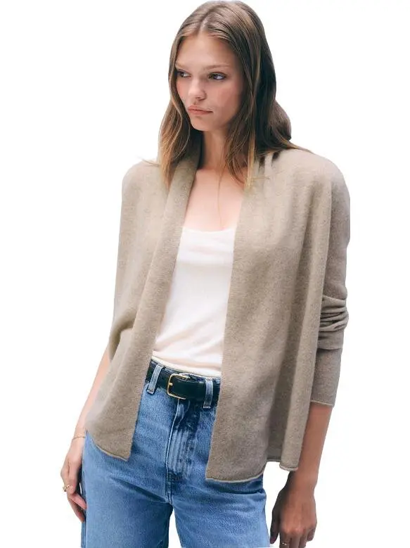 WHITE & WARREN Cashmere Mini Trapeze Cardigan - Natural