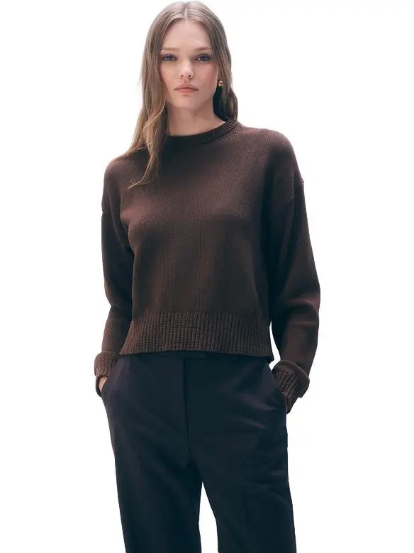 WHITE & WARREN Luxe Cotton Crewneck - Natural