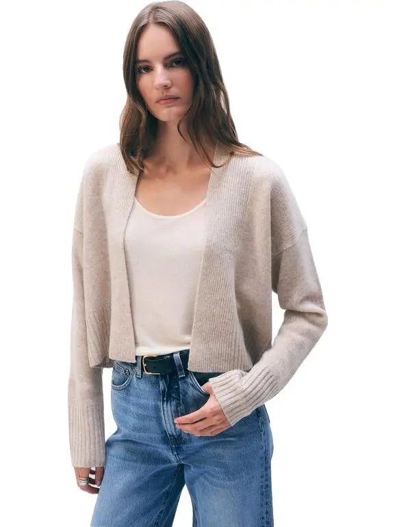WHITE & WARREN Cashmere Open Front Cardigan - Red