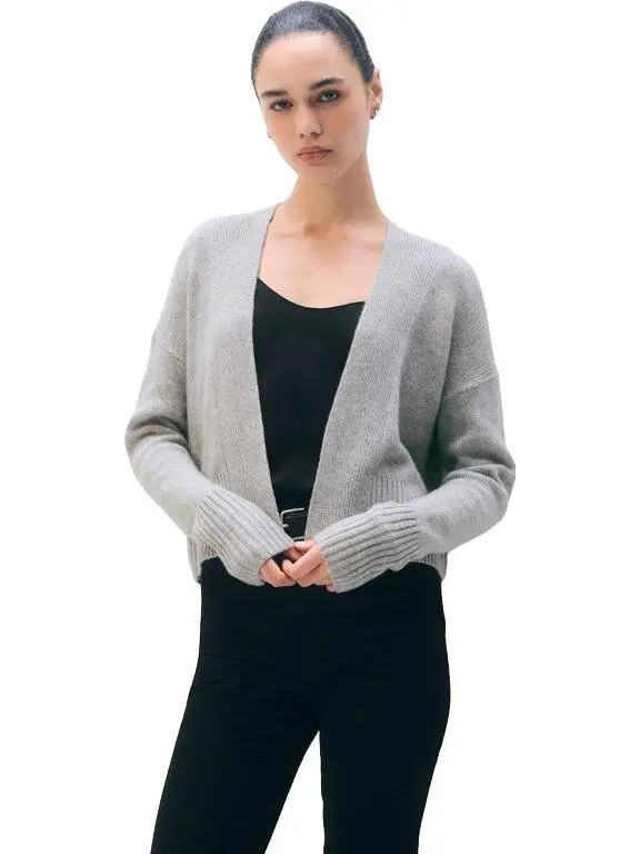 WHITE & WARREN Cashmere Open Front Cardigan - Grey