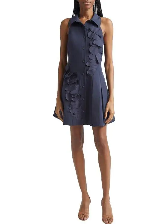 Ramy Brook Donna Sleeveless Minidress With Cascading Ruffles - Navy
