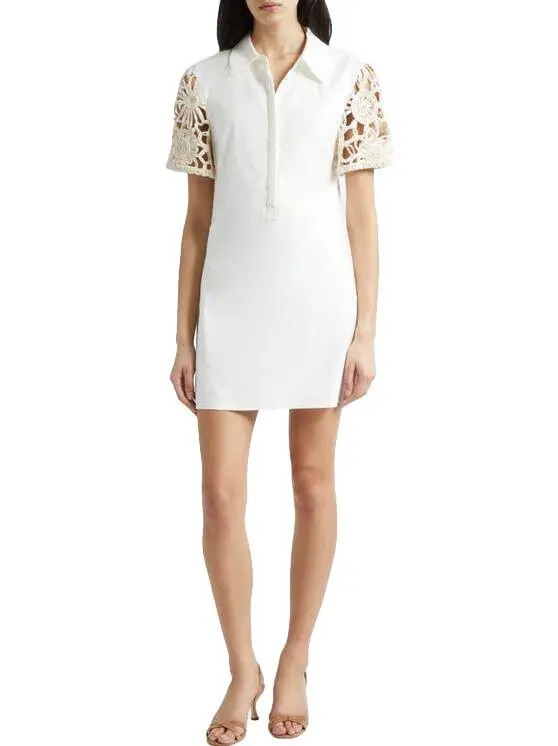 Ramy Brook Celine Linen Blend Mini Dress With Appliqué Sleeves - Ivory