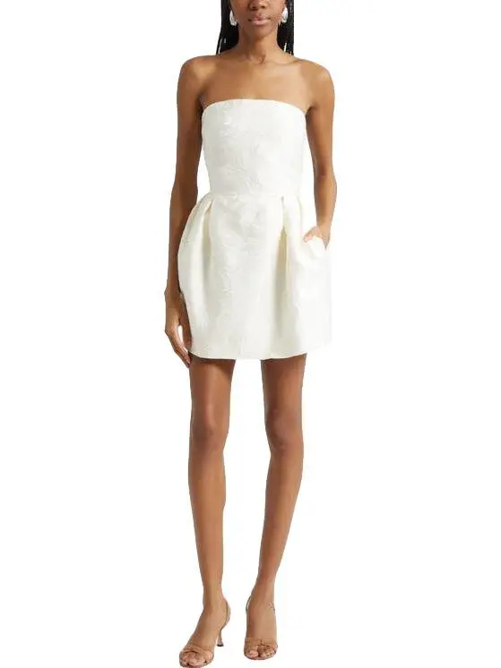 Ramy Brook Ever Jacquard Strapless Mini Dress - Ivory Jacquard