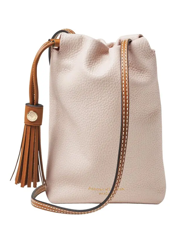 ASPINAL OF LONDON Leather Hudson Drawstring Cross-body Bag - Neutral