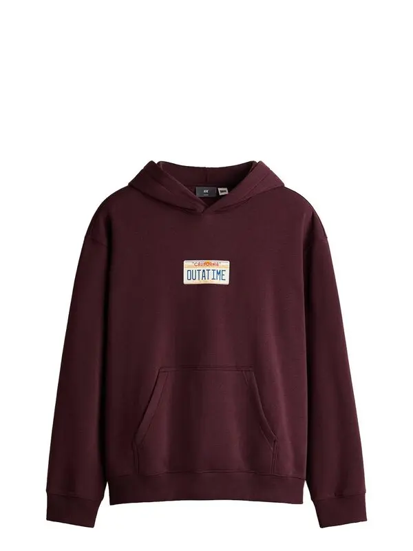 H&m Graphic Print Hoodie - Burgundy/california