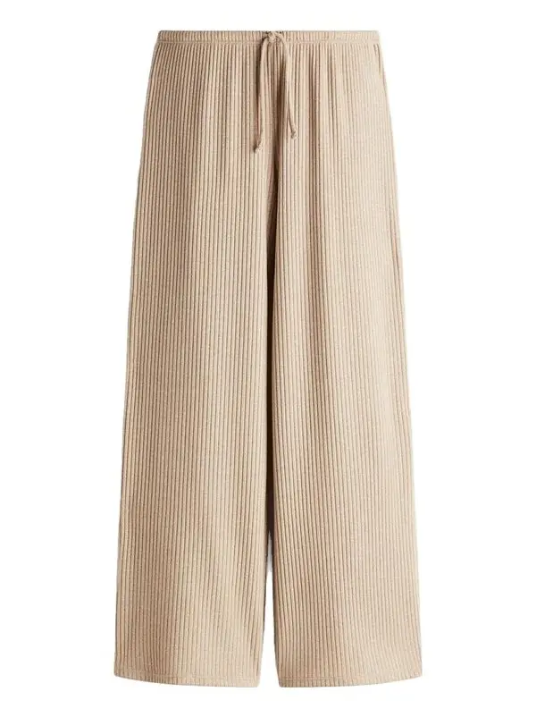H&m Rib-knit Wide-leg Trousers - Beige