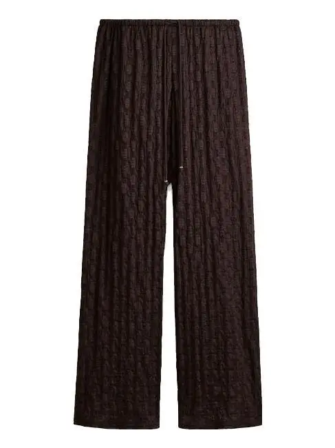 H&m Lace-look Drawstring Trousers - Dark Brown