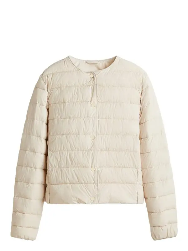 H&m Quilted Jacket With Round Neckline - Light Beige