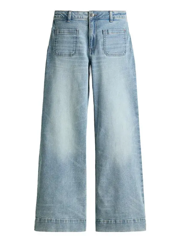H&m Wide Leg High Waist Jeans - Light Denim Blue