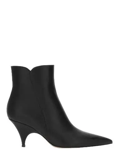 GIANVITO ROSSI Sofia Bootie 70 Leather Pointed Toe Boots - Black Leather