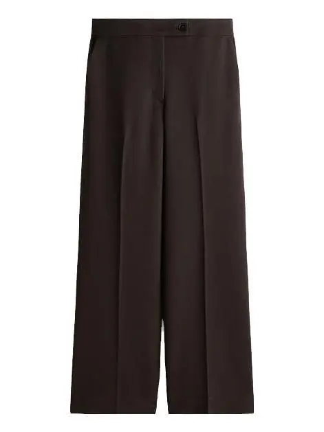 H&m Bootcut Ankle-length Trousers With Button Detail - Dark Brown