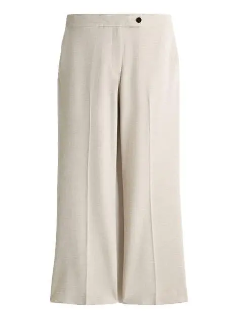 H&m Bootcut Ankle-length Trousers With Button Detail - Light Beige