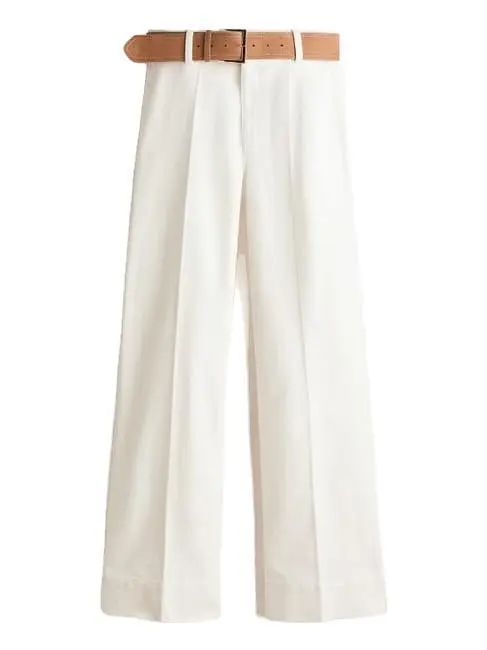 H&m Bootcut High-rise Jeans With Belt - White