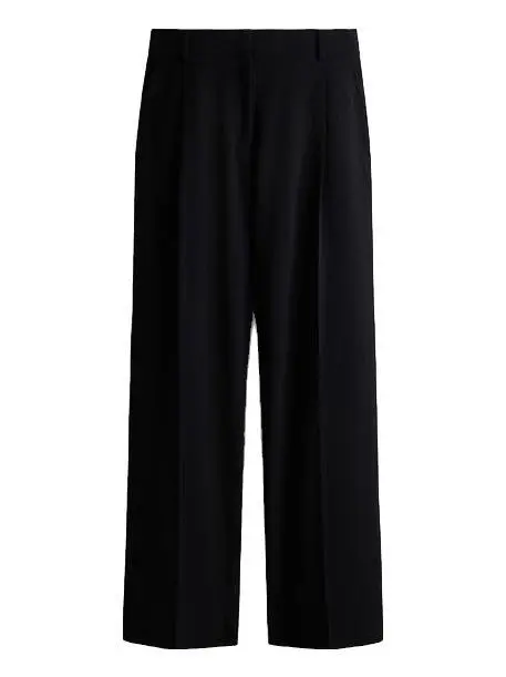 H&m Wide Leg Pleated Trousers - Black