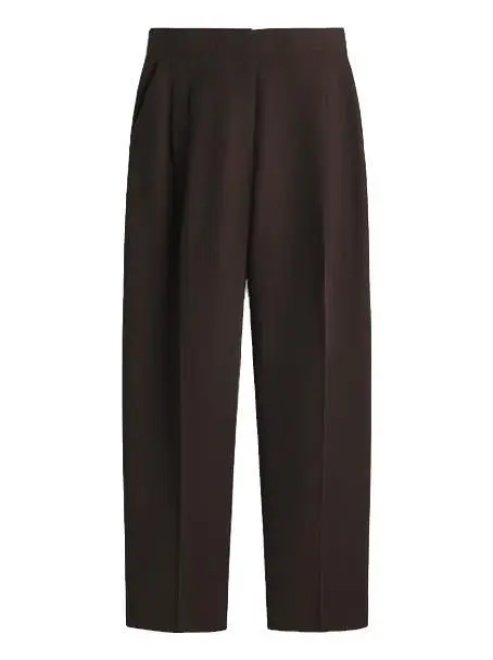 H&m Barrel-leg Twill Trousers - Dark Brown