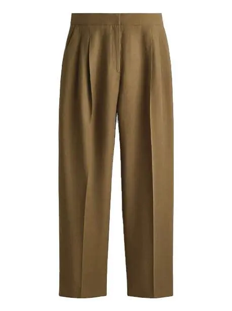 H&m Barrel-leg Twill Trousers - Khaki Green