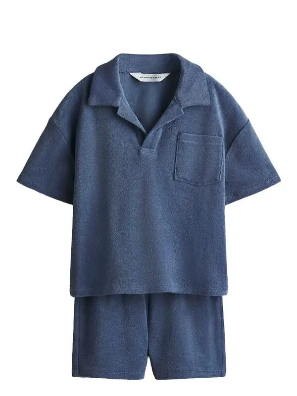 H&m 2-piece Cotton Terry Set - Navy Blue