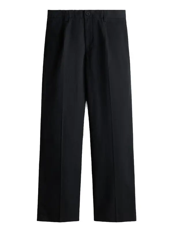 H&m Relaxed Fit Cotton And Lyocell Tailored Trousers - Black