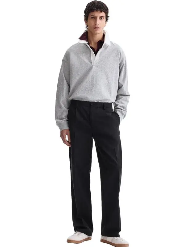 H&m Relaxed Fit Tailored Cotton And Lyocell Trousers - Black