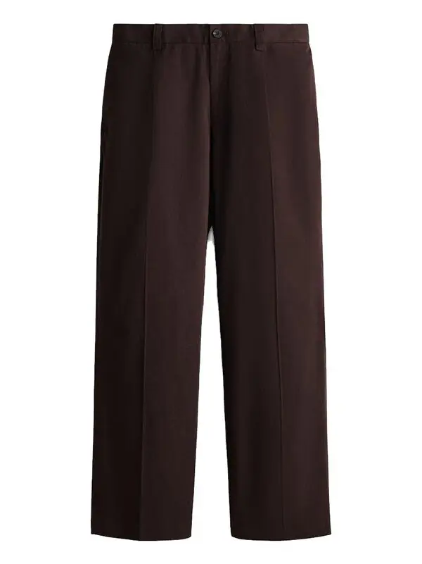 H&m Relaxed Fit Cotton And Lyocell Tailored Trousers - Dark Brown