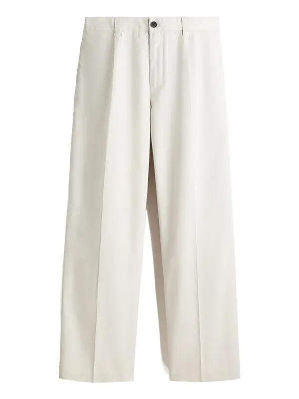 H&m Relaxed Fit Cotton And Lyocell Tailored Trousers - Light Beige