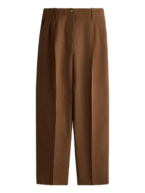 H&m Tapered Linen-blend Trousers - Brown