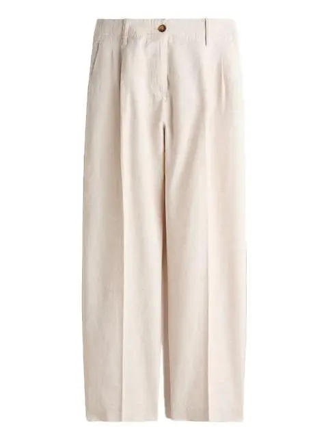 H&m Tapered Linen-blend Trousers - Light Beige