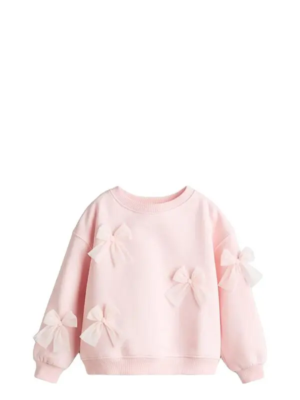 H&m Motif Detail Sweatshirt - Light Pink/bows