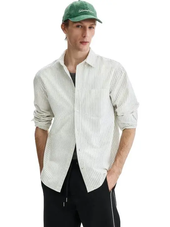 H&m Regular Fit Oxford Shirt - White/striped