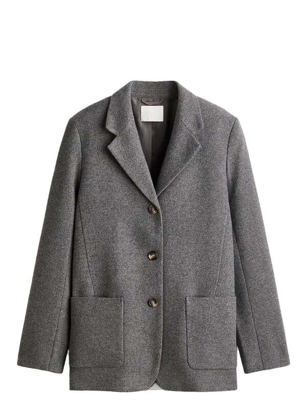 H&m Wool-blend Single-breasted Blazer With Notch Lapels - Gray Melange