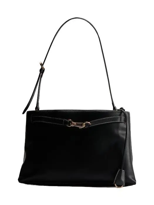 H&m Shoulder Bag With Adjustable Strap And Detachable Tag - Black