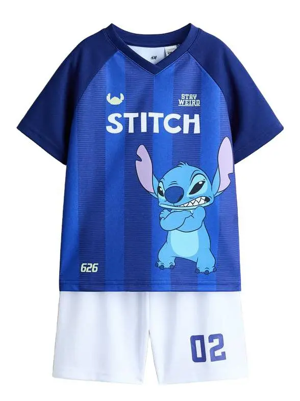 H&m Two-piece Pokémon Set With Graphic Print - Bright Blue/lilo & Stitch