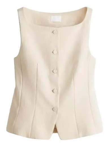 H&m Tailored Waistcoat - Light Beige