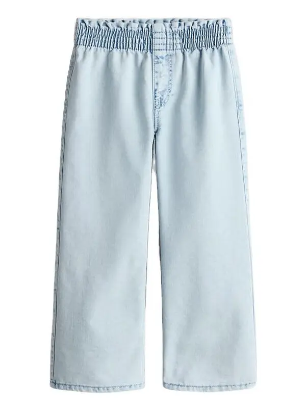 H&m Wide Leg Denim Trousers - Light Denim Blue