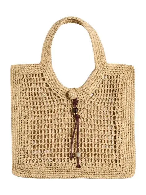 H&m Crocheted Raffia Tote Bag - Beige