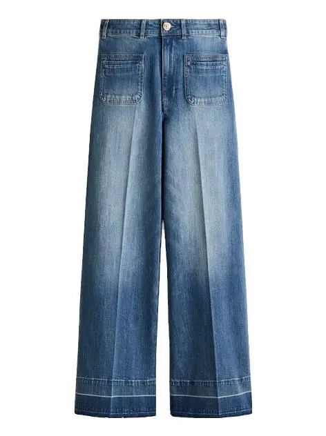 H&m Wide Leg High Rise Jeans - Denim Blue
