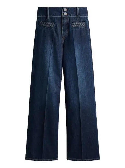 H&m Wide Leg High Rise Jeans - Dark Denim Blue