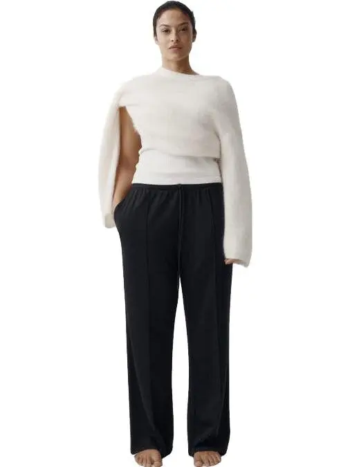 H&m Wide Crease-front Joggers - Black