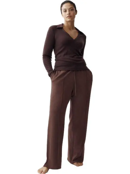H&m Wide Crease-front Joggers - Brown